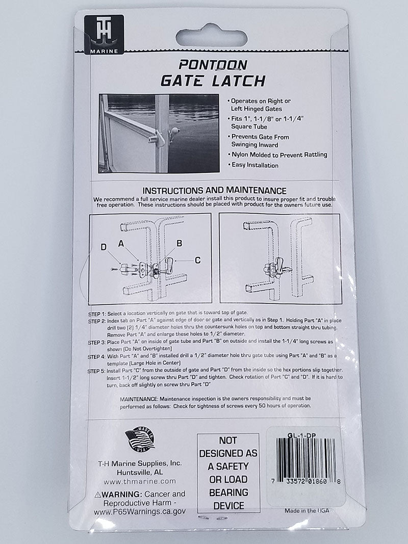 T-H Marine Pontoon Gate Latch - Black – Shop Canvasmasters